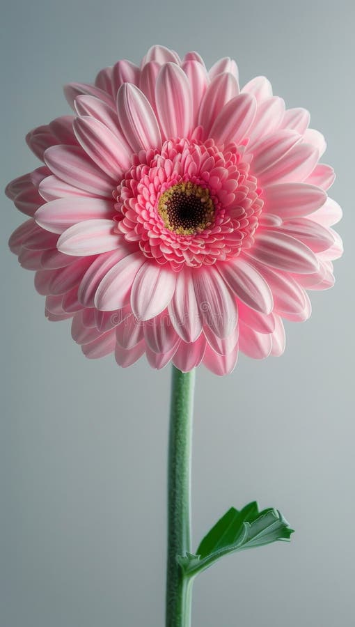Single Pink Gerbera Daisy Flower Against Gray Background Stock Photos ...