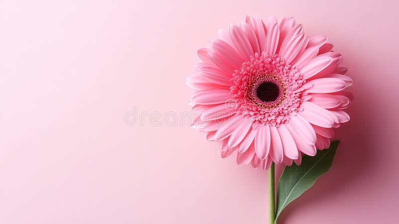 Single Pink Gerbera Daisy on Pink, Minimal Floral Design, Nature ...