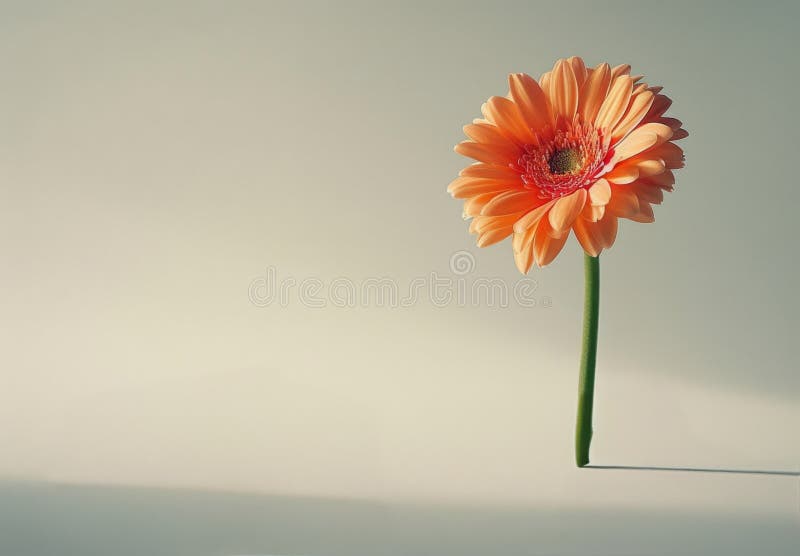 Single Pink Gerbera Daisy in Sunlight on White Background Stock Image ...
