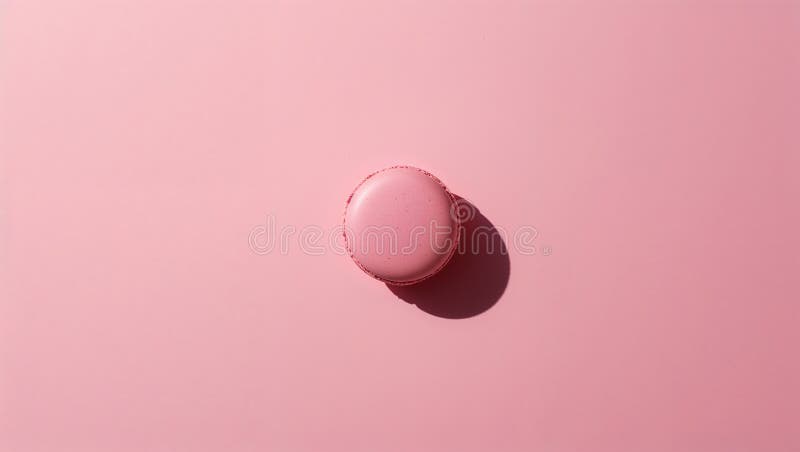 Single Pink Macaron Casting Shadow on Pink Background Stock ...