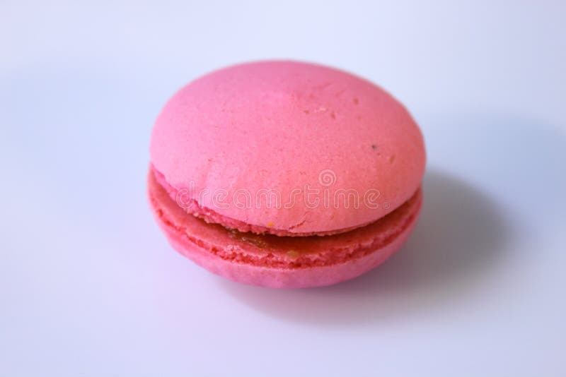 Single Pink French Macarons Stock Image - Image of french, hamburger ...
