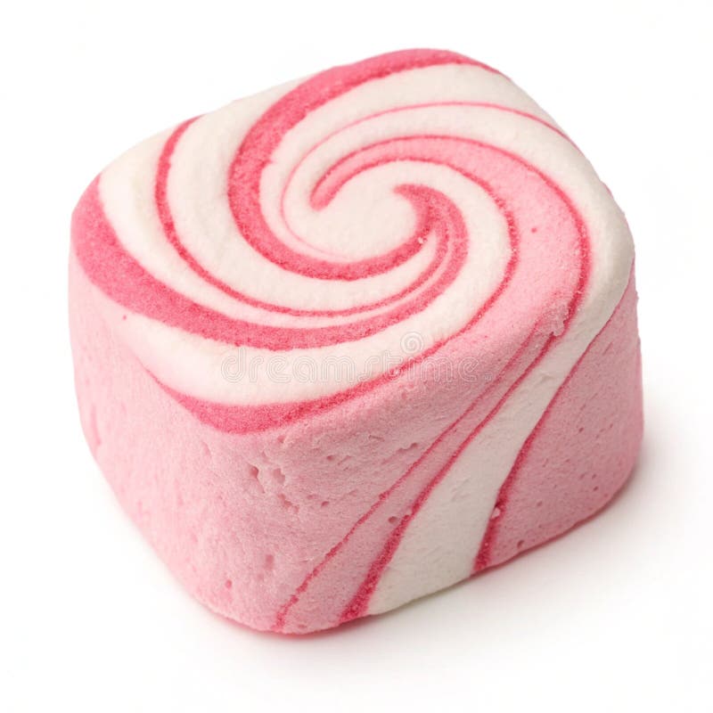 Single Pink Marshmallow with Swirling Pattern Stock Illustration ...