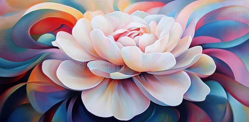 A Single Pink Rose Contrasts Beautifully with a Swirling Pastel ...