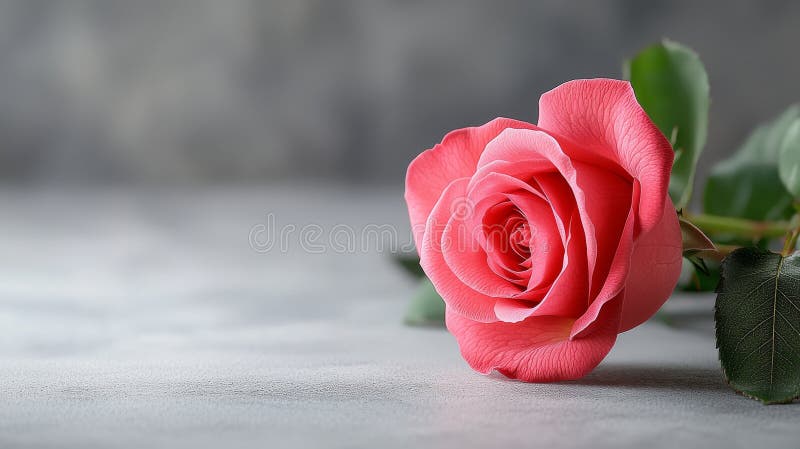 Single Pink Rose on Gray Surface Stock Illustration - Illustration of ...