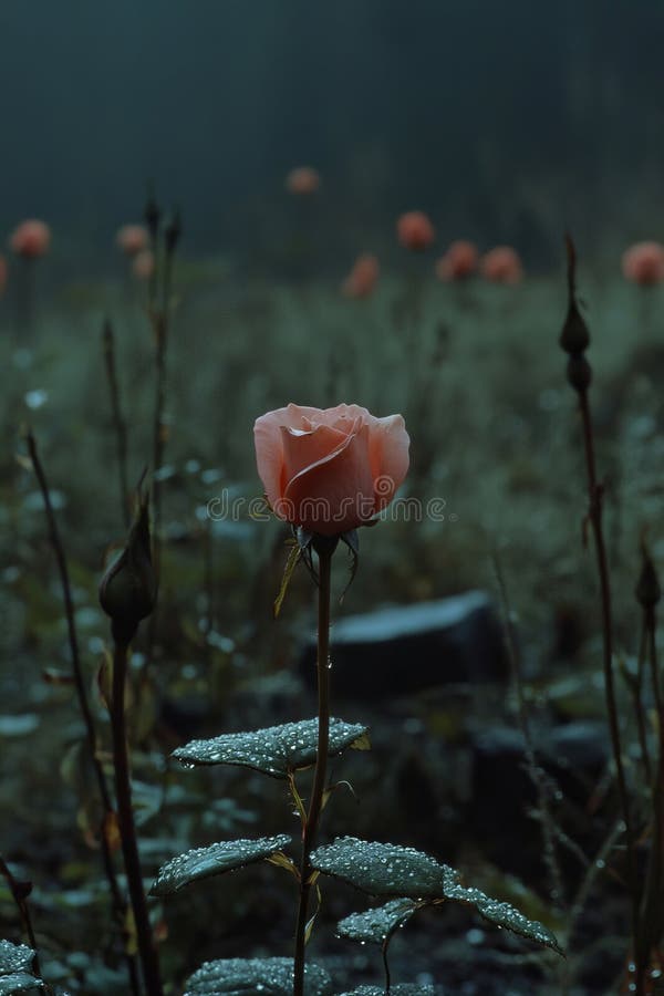 Single Pink Rose Middle Field Flowers Stock Photos - Free & Royalty ...