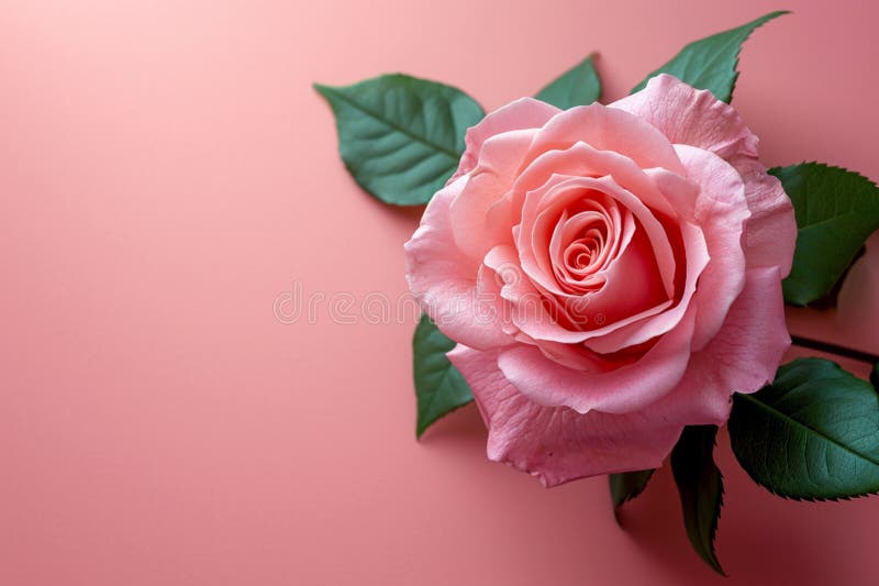 Single Pink Roses Beautiful on a Plain Pink Background,symbolizing Love ...