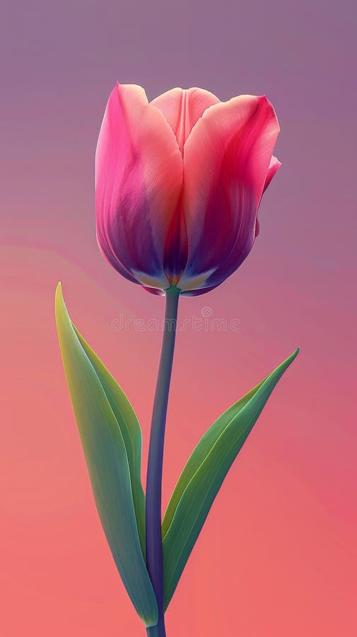 Single Pink Tulip Against Pastel Gradient Background Stock Photos ...