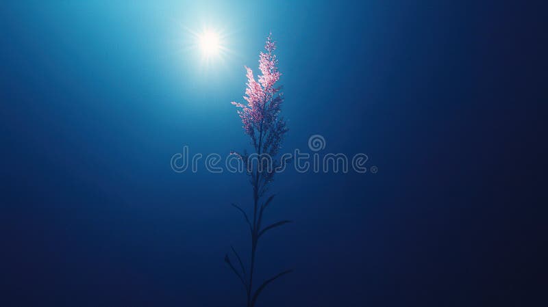 Single Pink Underwater Plant Illuminated Stock Photo - Image of growth ...