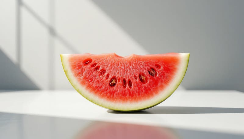 Single Pink Watermelon Slice Stock Illustration - Illustration of white ...
