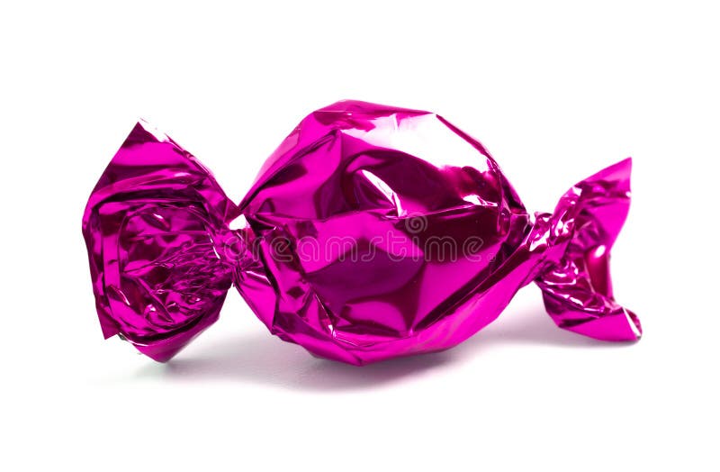 Single Pink Wrapped Candy on a White Background Stock Image - Image of ...