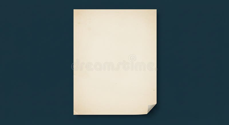 A Single, Plain Sheet of Light Beige Paper with Slightly Curled Corners ...