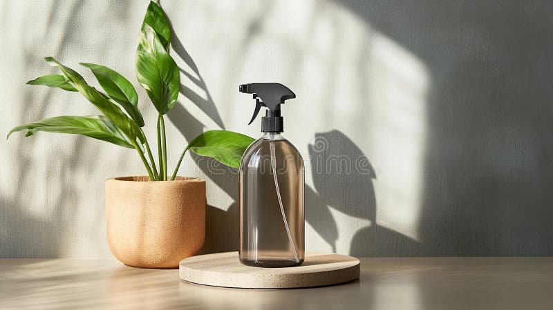 A Single Plant-based Cleaning Spray Styled with Neutral Tones on a ...