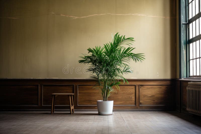 A Single Plant Decor in Sparsely Decorated Room Stock Image - Image of ...