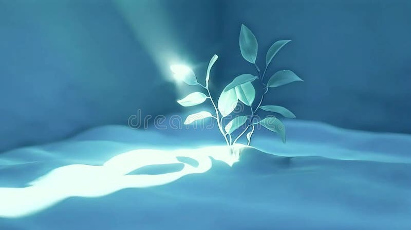 A Single Plant Sprout Emerges from the Ground, Bathed in Soft, Bright ...