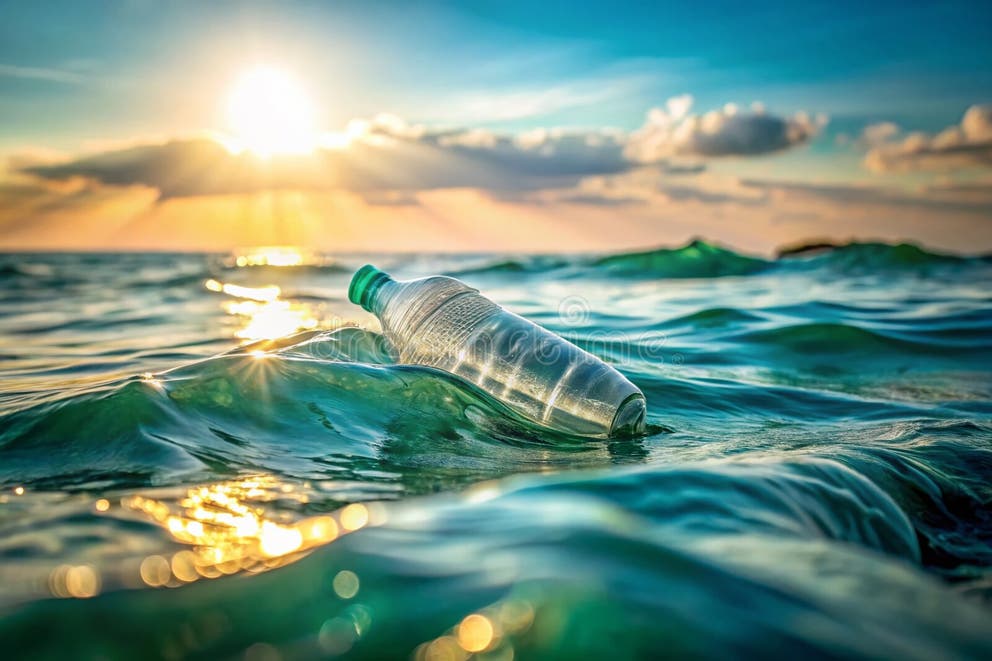 A Single Plastic Bottle Adrift in the Ocean Waves a Powerful Symbol of ...