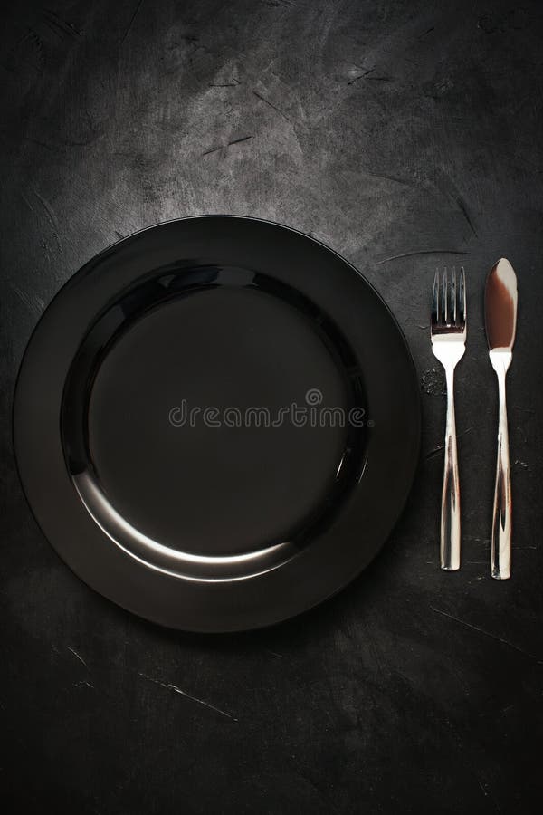 Single Plate Flatware Black Background Stock Photo - Image of single ...
