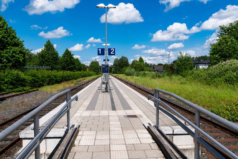 Single Platform of a Railway Station in the Open Air with Light White ...