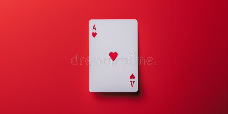 A Single Playing Card, the Ace of Hearts, Sits on a Red Background ...