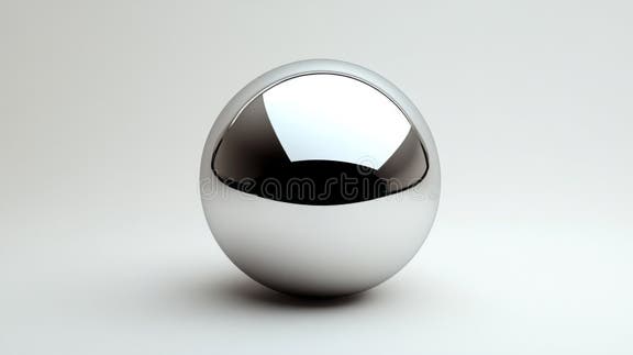 A Single Polished Chrome Sphere Rests on a Plain White Background Stock ...