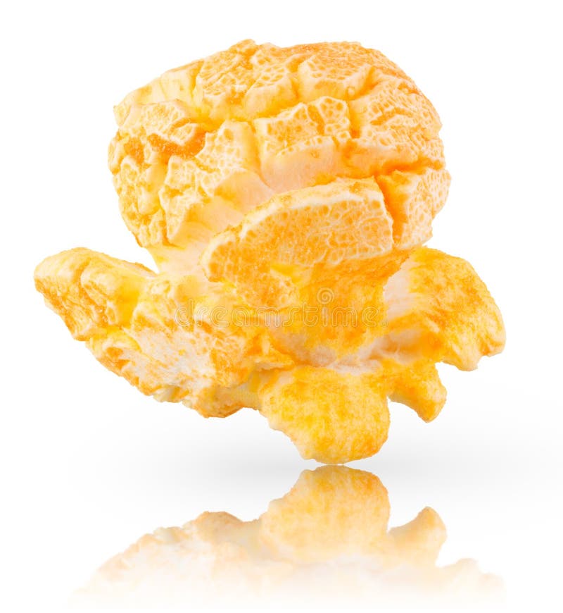 Single Popped Popcorn on a Black Backgroundwith Clipping Path Stock ...