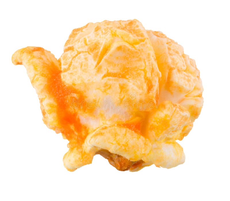 Single Popped Popcorn on a White Backgroundwith Clipping Path Stock ...