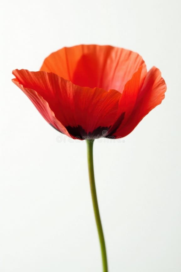 Single Poppy Bloom, Intense Color, Crisp White Backdrop, High ...