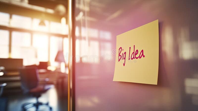 A Single Post-it Note with Big Idea Written on it, Stuck To a Clean ...