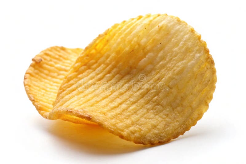Single Potato Chip Close-up on a White Background Stock Illustration ...