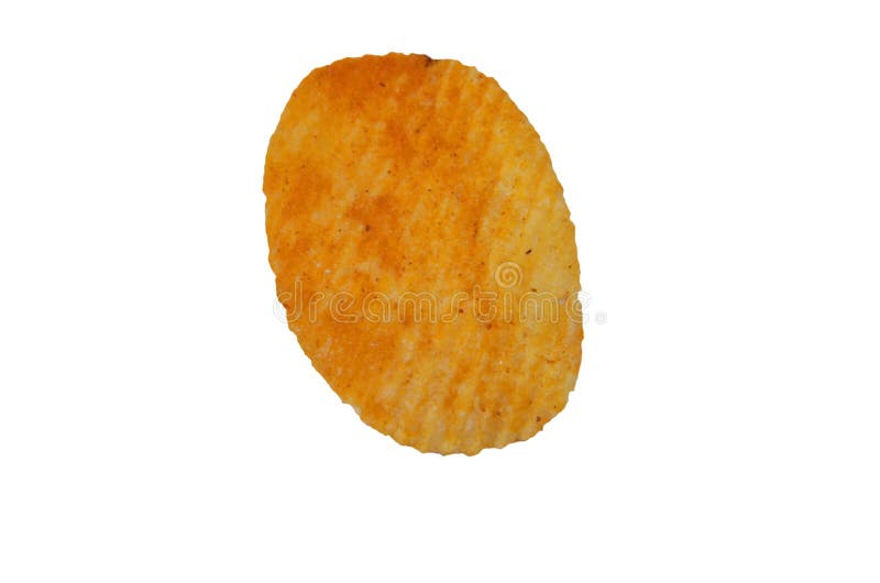 Single Potato Chip Isolated on White Background Stock Photo - Image of ...