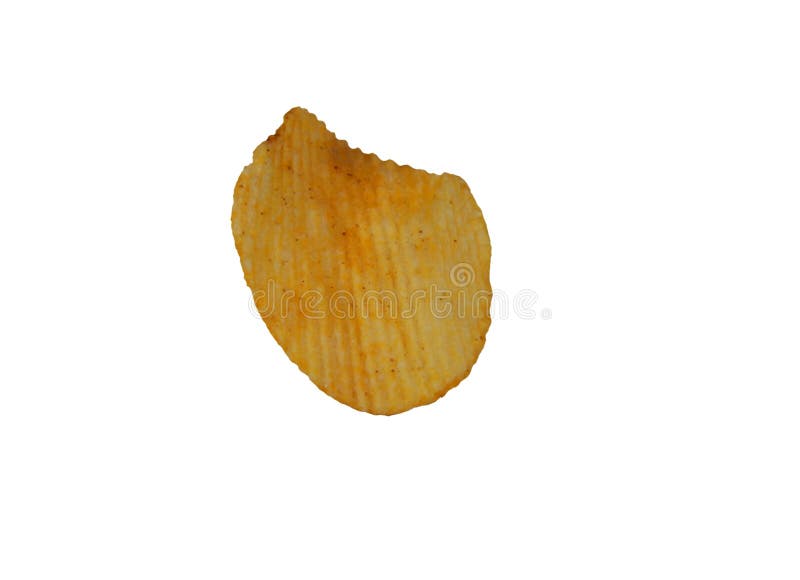Single Potato Chip Isolated On White Background Stock Photo - Image of ...