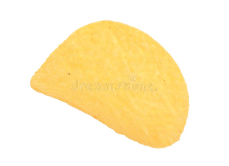 Single Potato Chip on White Background Close-up Stock Photo - Image of ...