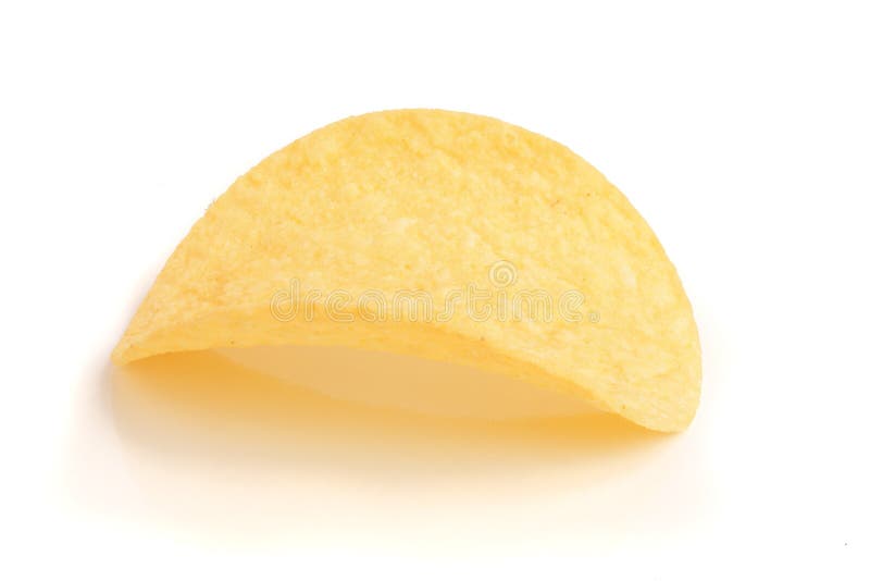 Single Potato Chip on White Background Close-up Stock Photo - Image of ...