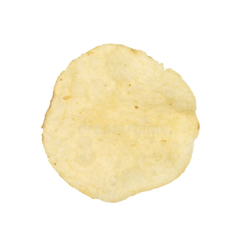 Single Potato Chip on White Background. Stock Image - Image of crisp ...