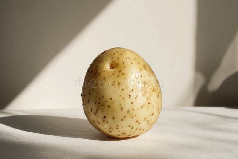 A Single Potato Sits on a Clean White Surface Stock Image - Image of ...
