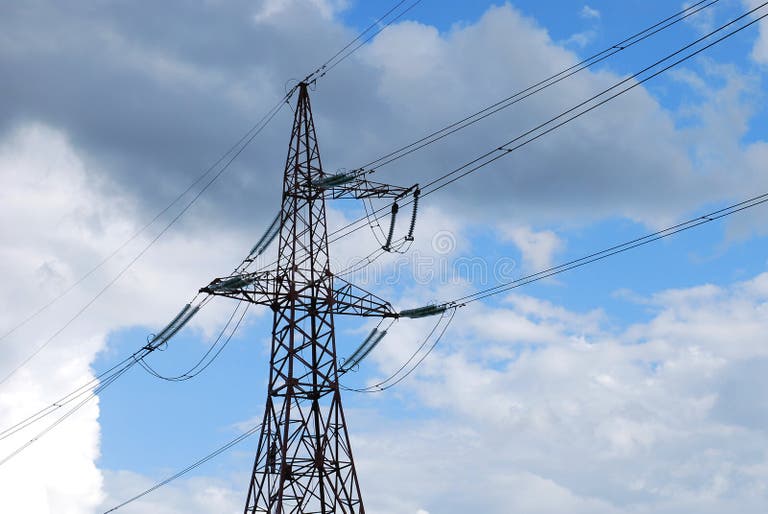 Single power line tower stock photo. Image of accident - 31336108