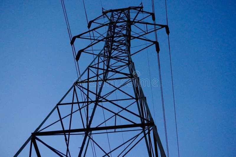 Single Power Line Transmission Tower Stock Image - Image of directions ...