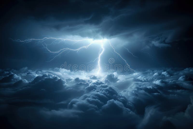 A Single, Powerful Thunder Strike Illuminating a Pitch-black Sky ...