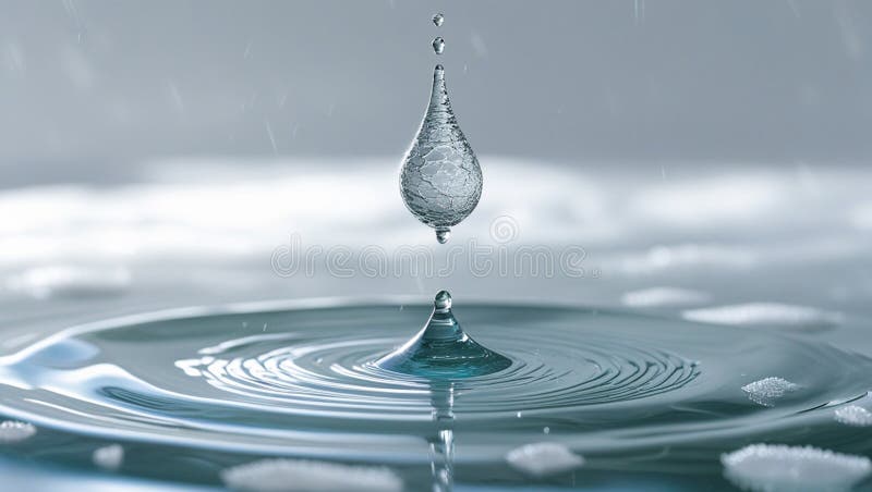 Water Drop Falling Creating Ripples Serenity Stock Illustration ...