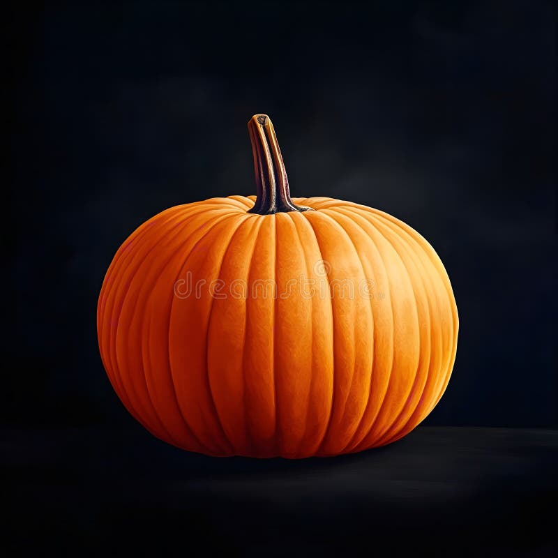 A Single Pumpkin on a Dark Background Stock Illustration - Illustration ...