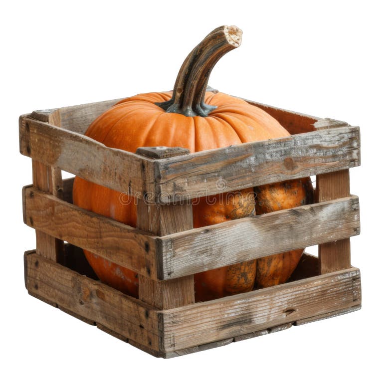 A Single Pumpkin Inside a Rustic Wooden Crate Stock Photo ...