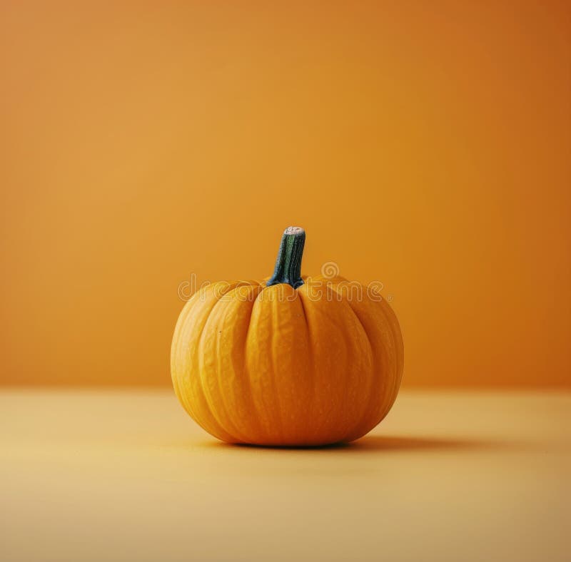 Single Pumpkin on Orange Background Stock Photo - Image of single, fall ...