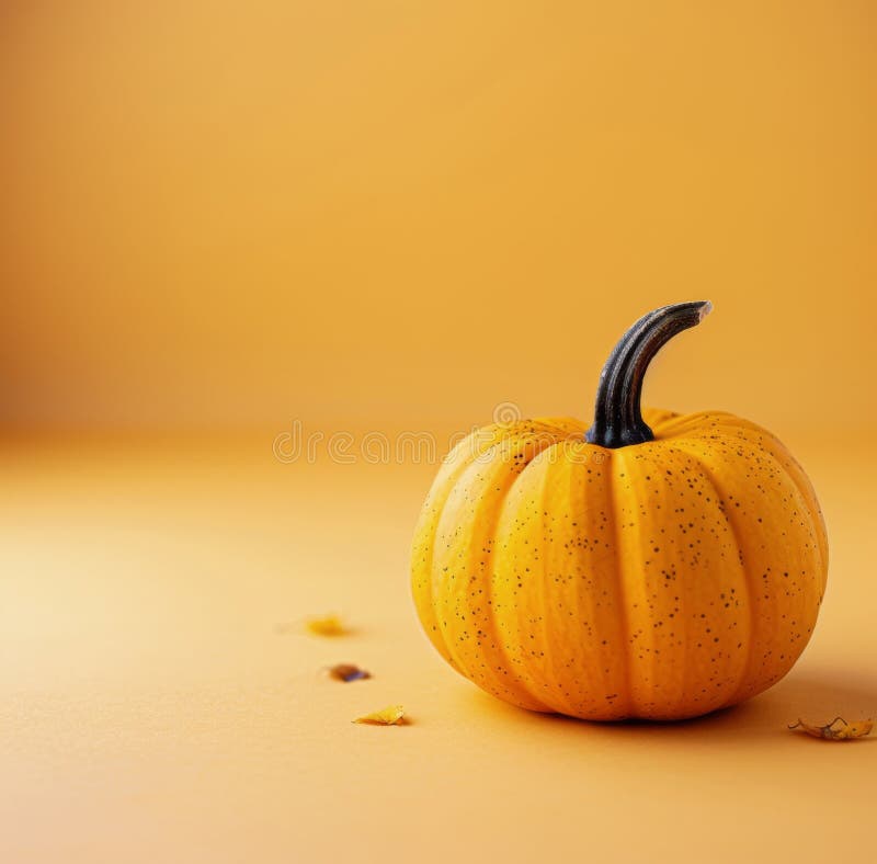 Single Pumpkin on Orange Background Stock Photo - Image of bright, fall ...