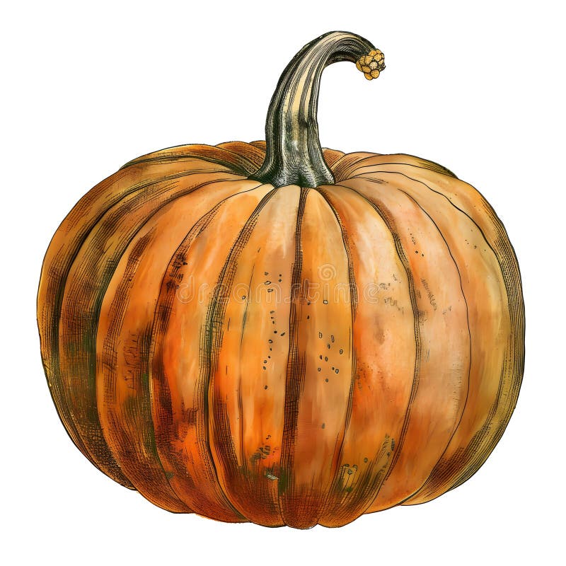 Single Pumpkin with Smooth Ridges Stock Vector - Illustration of ...