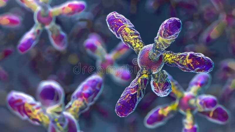 A Single Purple Bacteria Cell with a Long Tail. the Bacteria Has a ...