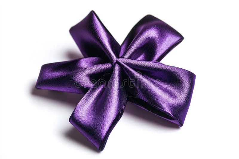 A Single Purple Bow Sitting on a White Surface Stock Image - Image of ...
