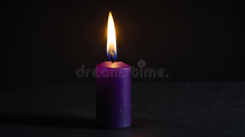 Single Purple Candlelight in Darkness Ai Generated Stock Illustration ...