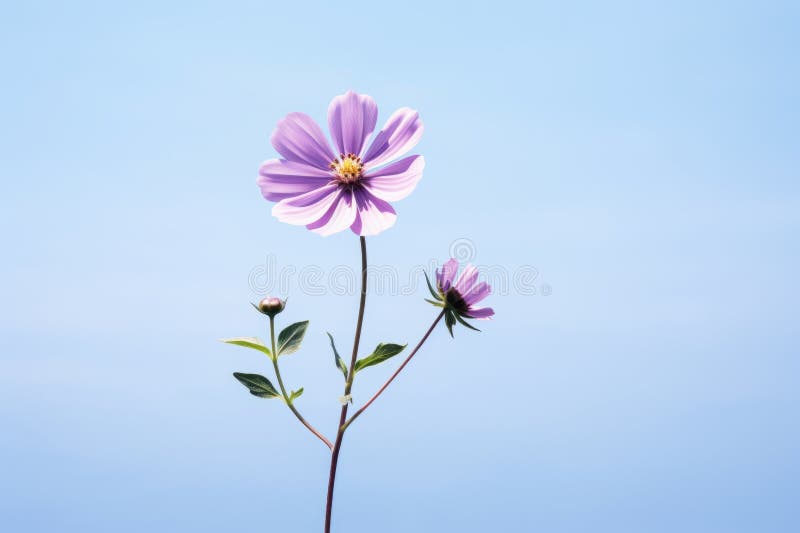 A Single Purple Flower Against a Blue Sky Stock Illustration ...