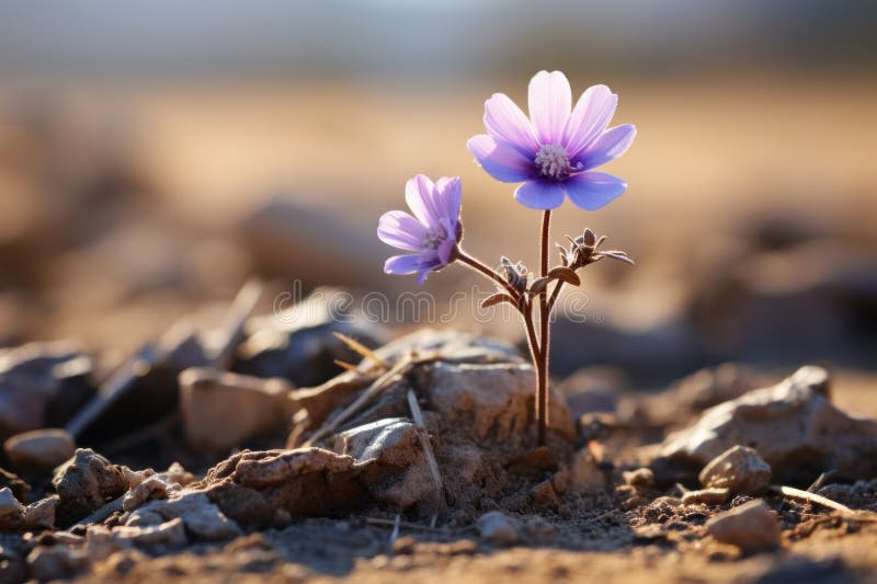 A Single Purple Flower is Growing Out of the Ground Stock Illustration ...