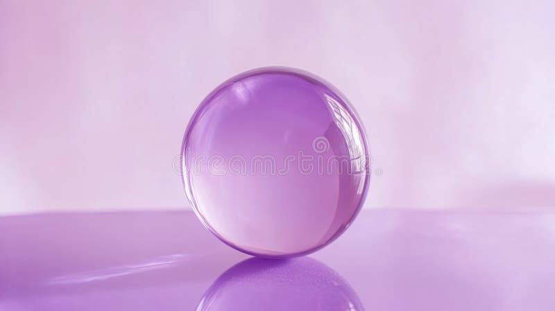 Single Purple Glass Sphere on a Soft Pink Background with Reflection ...