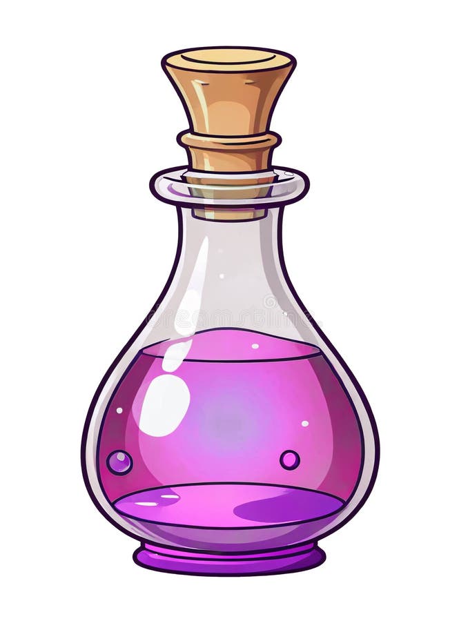 Single Purple Magic Potion in Bottle on White or Transparent Background ...